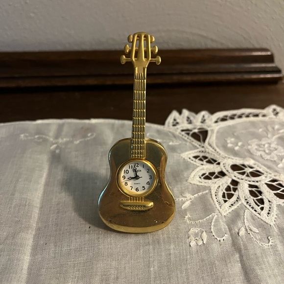 Accents | Gold Toned Guitar Shaped Miniature Clock | Poshmark